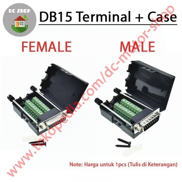 Jual Db15 Terminal Connector With Cover Male / Female / Terminal 15 Pin ...