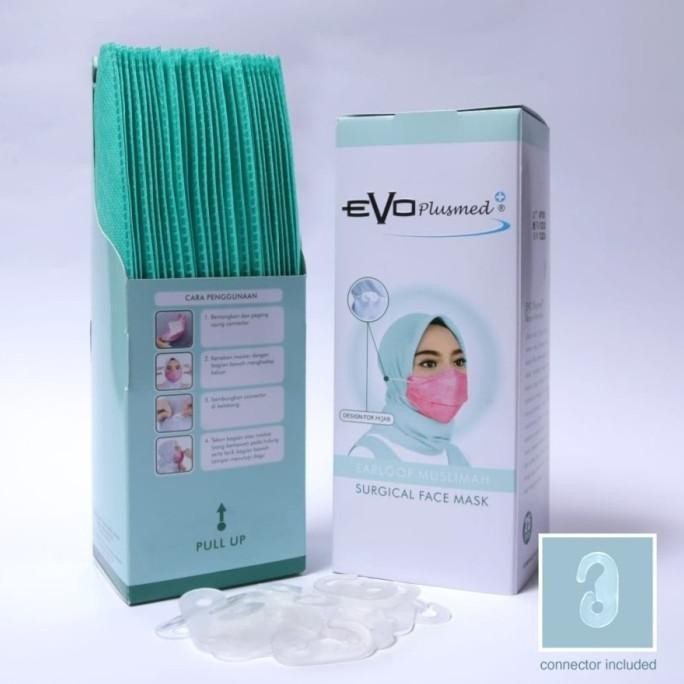Jual favorit] Masker Medis Evo Plusmed 4D With Connector Hijab 3ply 1 ...