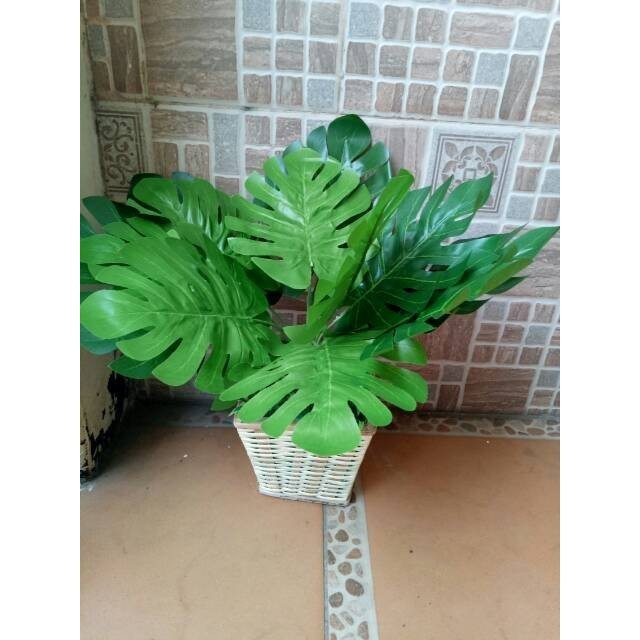 Jual Tanaman Hias Palsu Artificial Tanaman Dengan Pot Rotan Besar ...