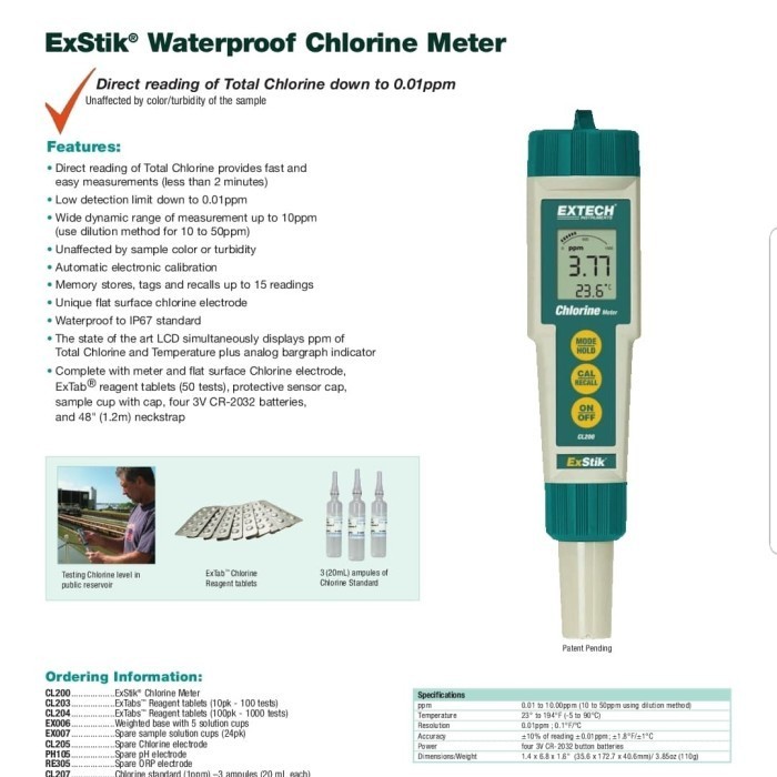 Jual Extech Cl200: Exstik Chlorine Meter | Shopee Indonesia