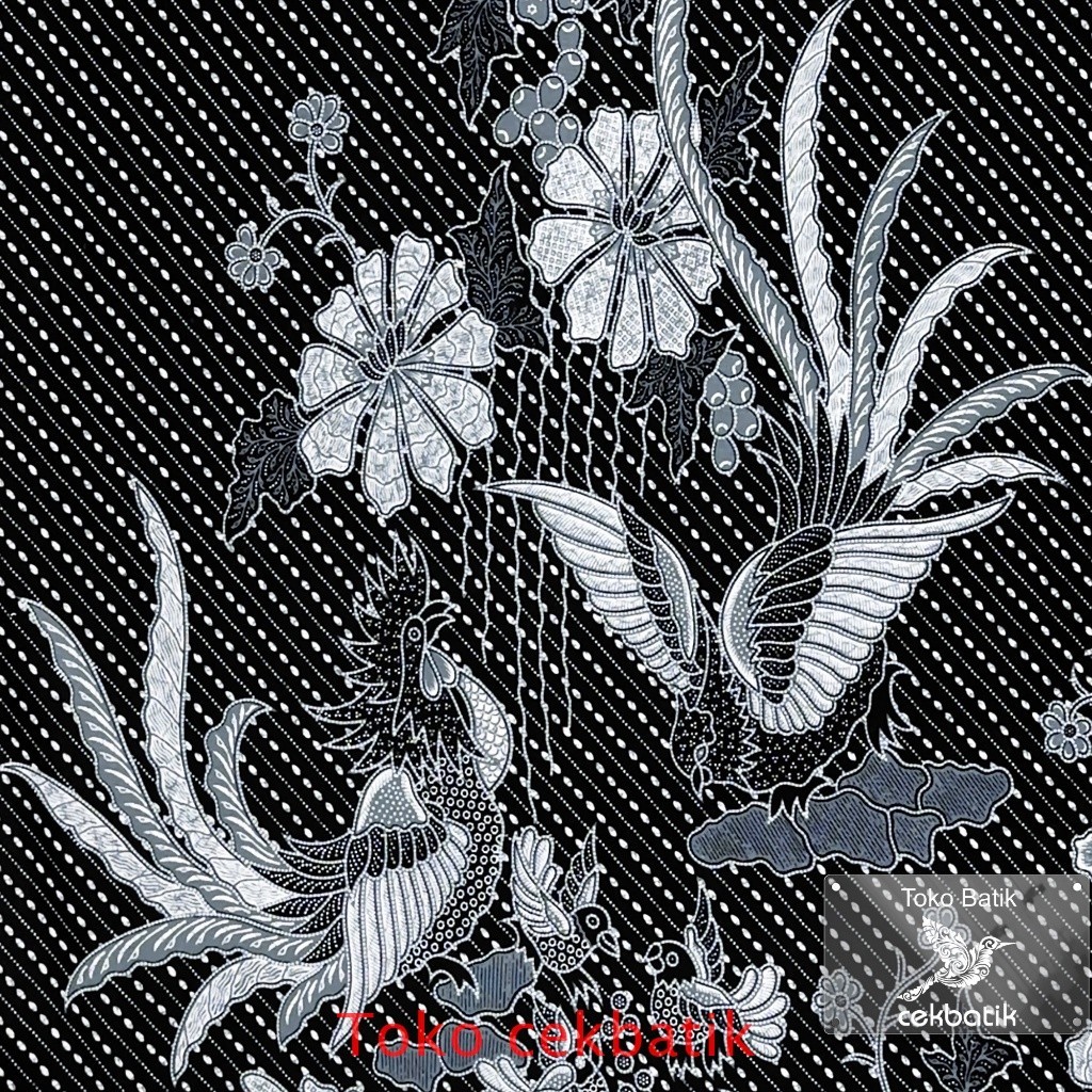 Jual kain batik - Motif Batik Soga Klasik Burung Bunga Liris V9 ( HItam ...