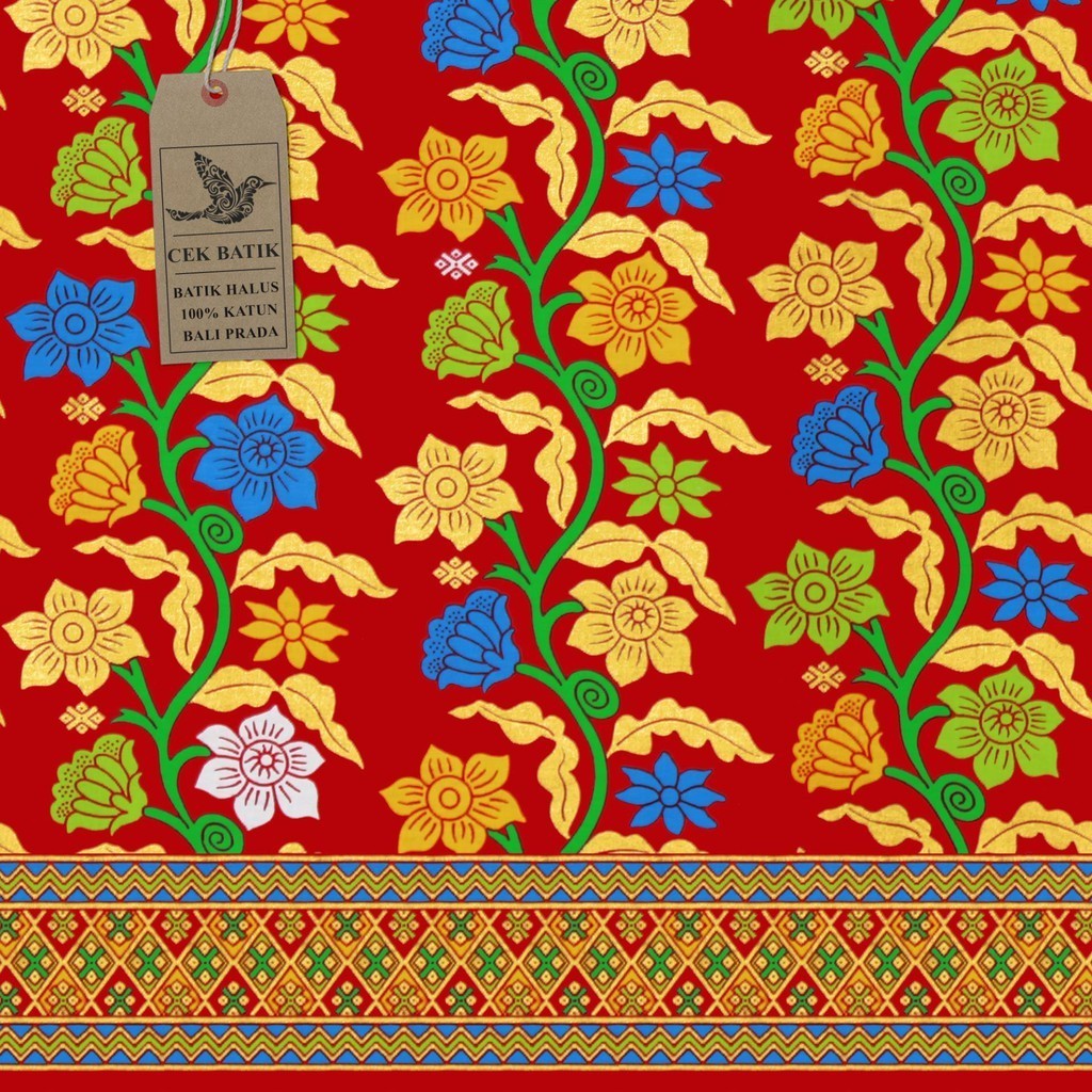 Jual kain batik - Bali Prada Etnik Bunga Ayu Warna Motif Gold / Emas ...