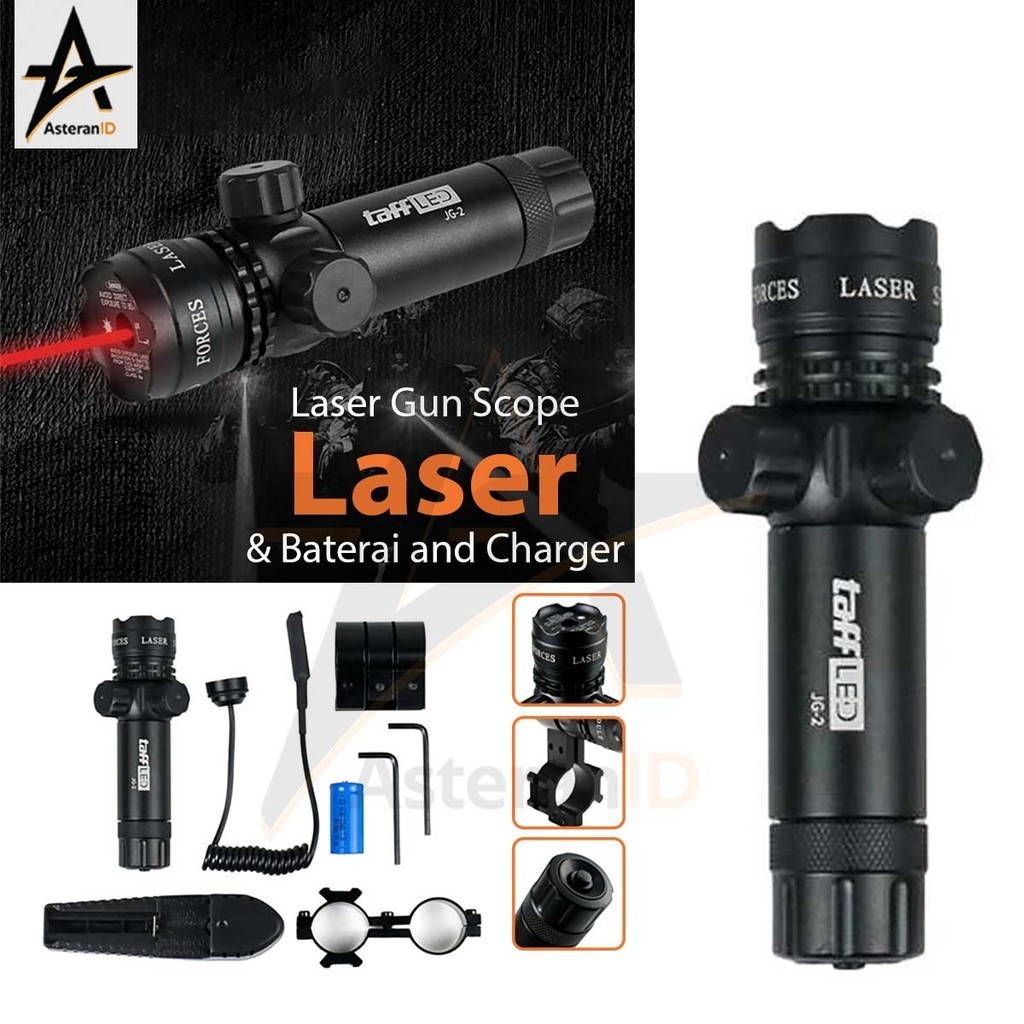 Jual Tactical Red Dot Laser Gun Scope with Baterai and Charger | Shopee Indonesia