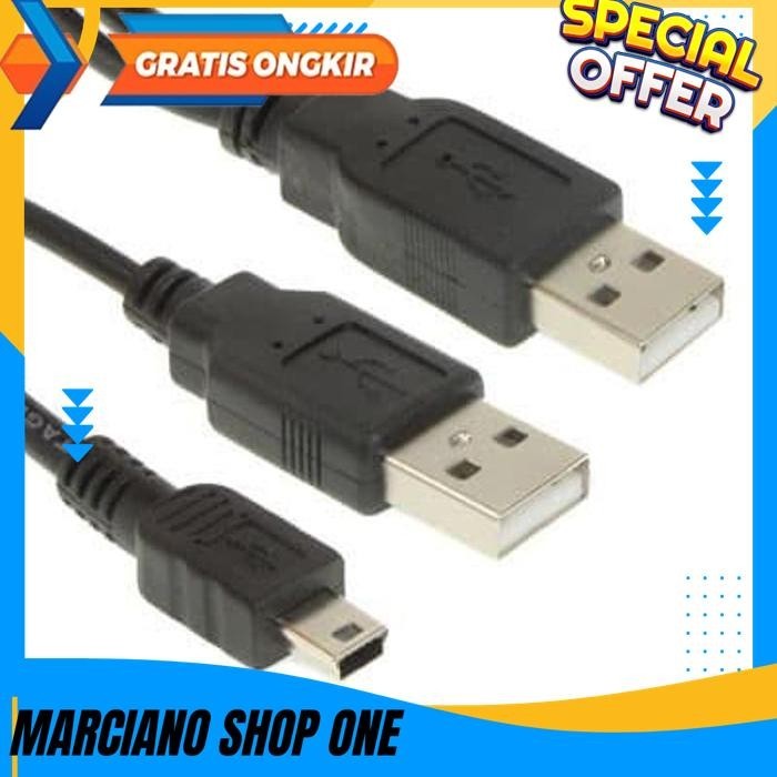Jual KABEL MINI 5 PIN KE 2 USB MALE 80CM - BLACK PRODUK BAHAN ...