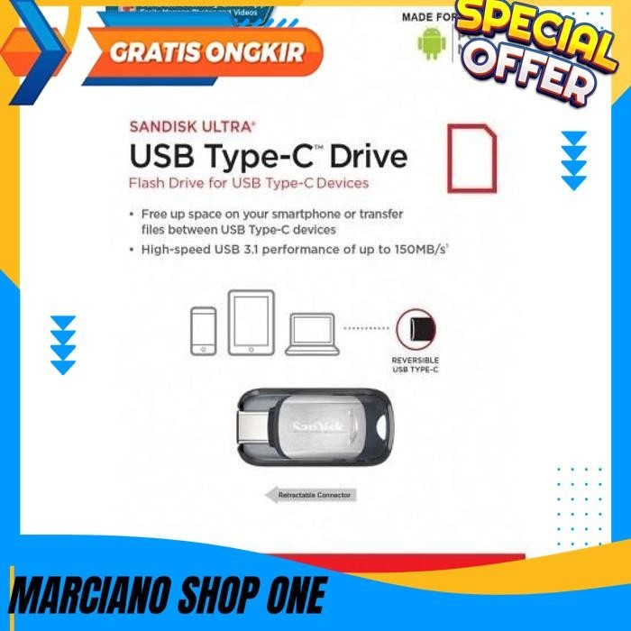 Jual SANDISK ULTRA USB 3.1 TYPE-C FLASH DRIVE SILVER 128GB - SDCZ450 ...