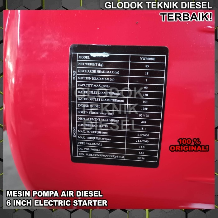 Jual Mesin Pompa Air Alkon Diesel Solar 6 Inch Electric Starter Water ...