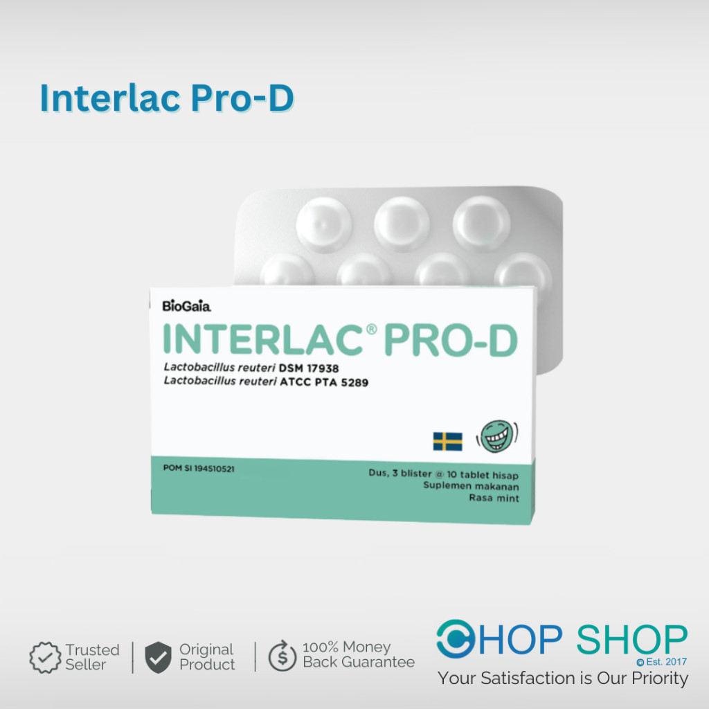 Jual Interlac Pro D Lozenges Tablet Hisap Mint probiotik interlac ...