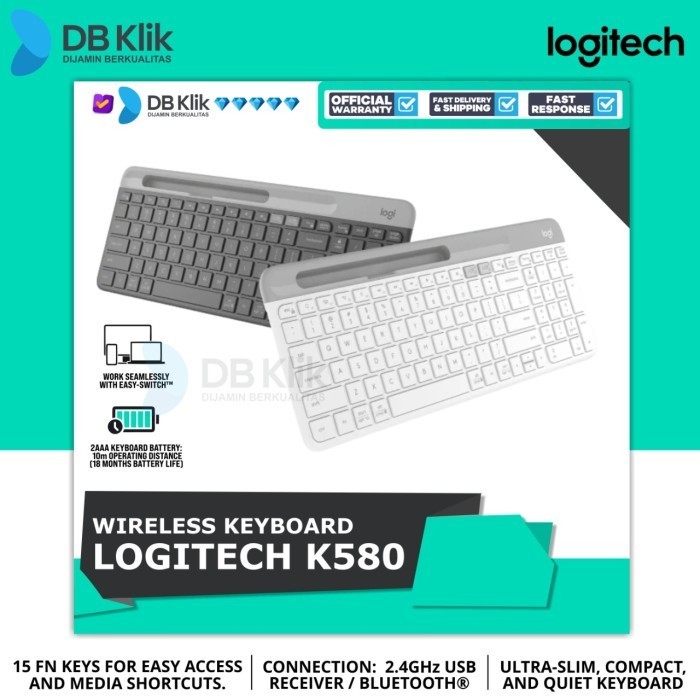 Jual Keyard Logitech K580 Slim Multi Device Wireless - K 580 | Shopee Indonesia