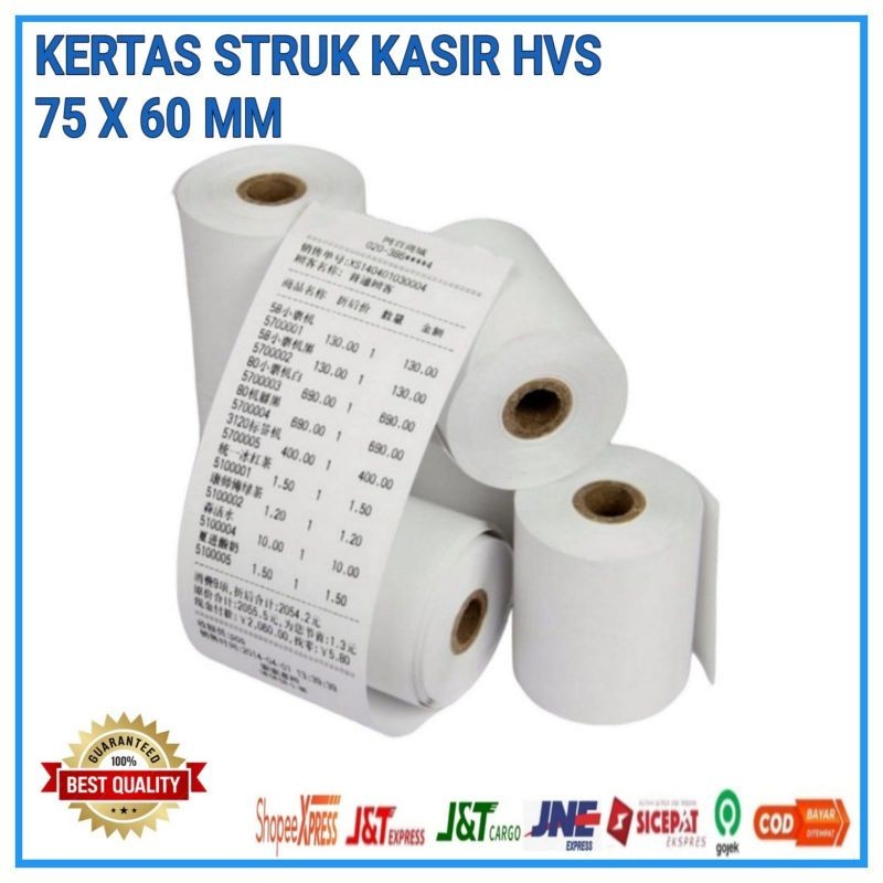 Jual KERTAS STRUK KASIR HVS 75 X 60 MM -(1PLY) | Shopee Indonesia