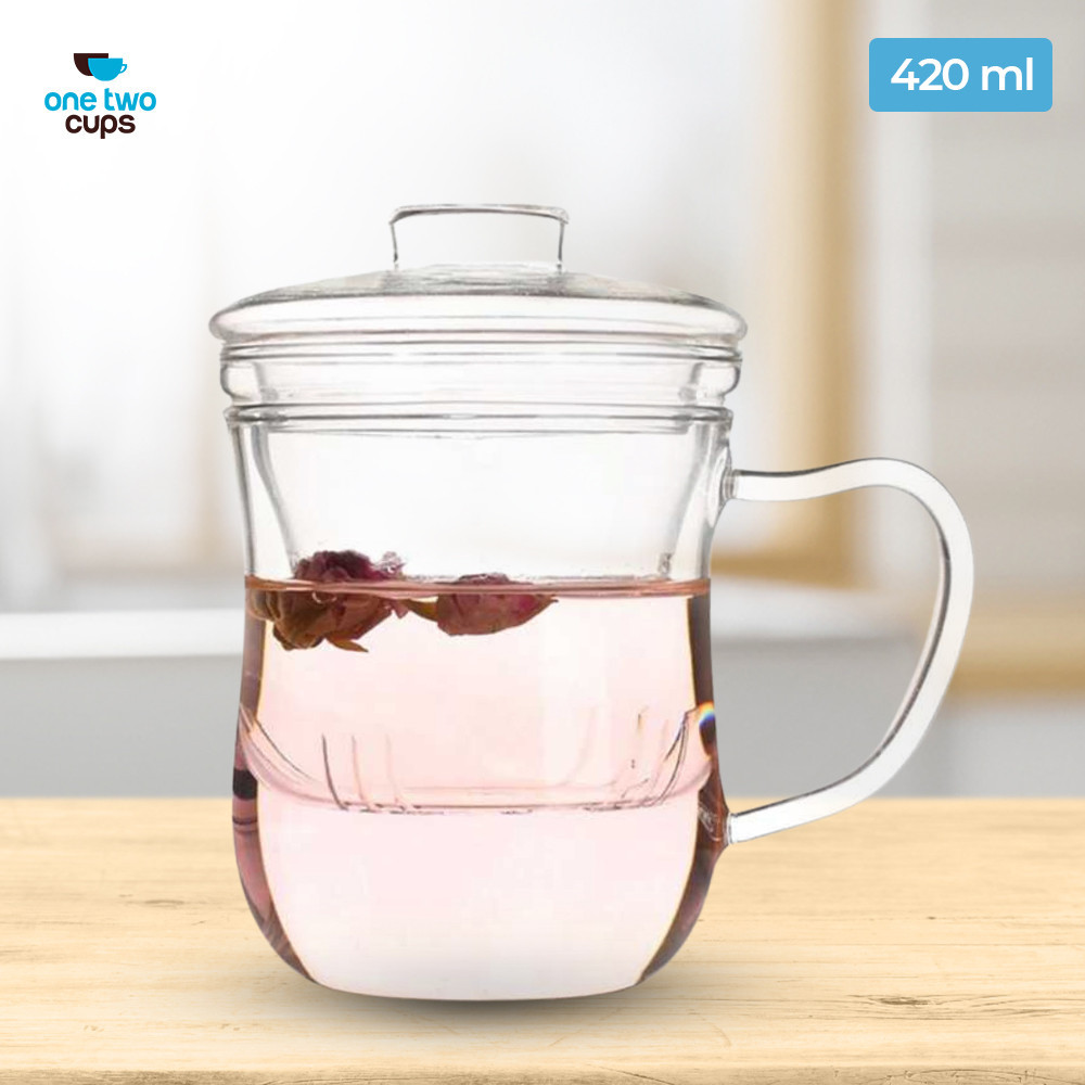 Jual One Two Cups Cangkir Teh Tea Cup Heat Proof with Infuser Filter ...