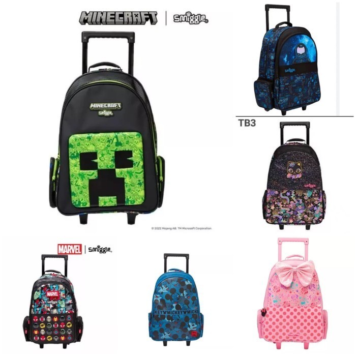 Jual Baru!!! Smiggle Trolley Backpack Black Cat, Astronot, Avengers ...