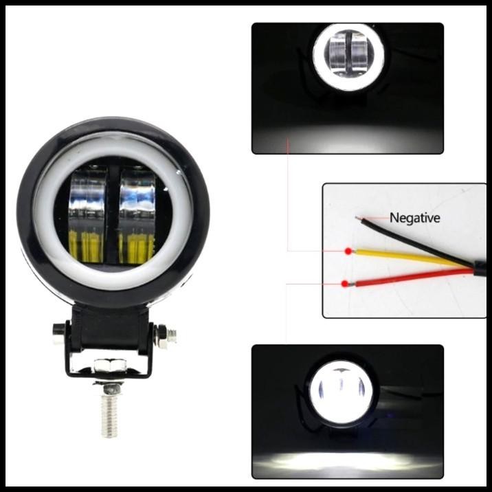 Jual Lampu Led Tembak Sorot X2 Bulat 20 Watt 4D Motor Mobil Daymaker ...