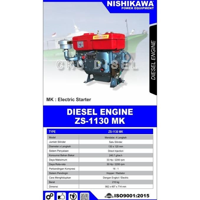 Jual Mesin Penggerak Solar Engine Diesel Nishikawa Zs 1130 / 30 Hp Stater | Shopee Indonesia