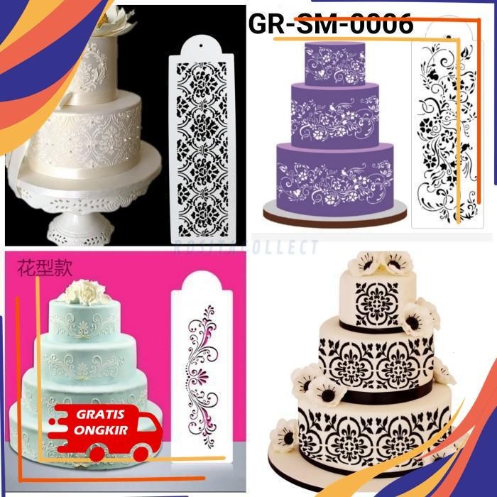Jual CAKE STENCIL STENSIL KUE MOTIF UKIRAN BATIK LACE RENDA GR-SM-0006 ...