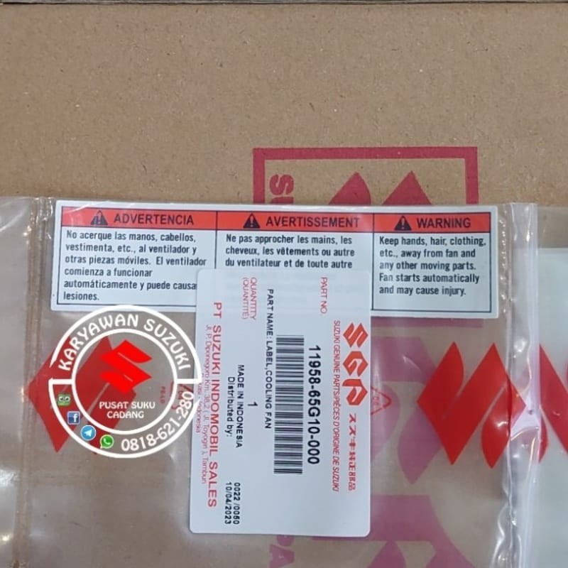 Jual Stiker Radiator / Label Cooling Fan Suzuki Genuine Parts | Shopee ...