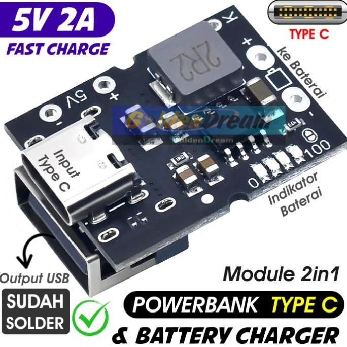 Jual Modul Power Bank USB Type-C Fast Charger Step Up Baterai 18650 ...