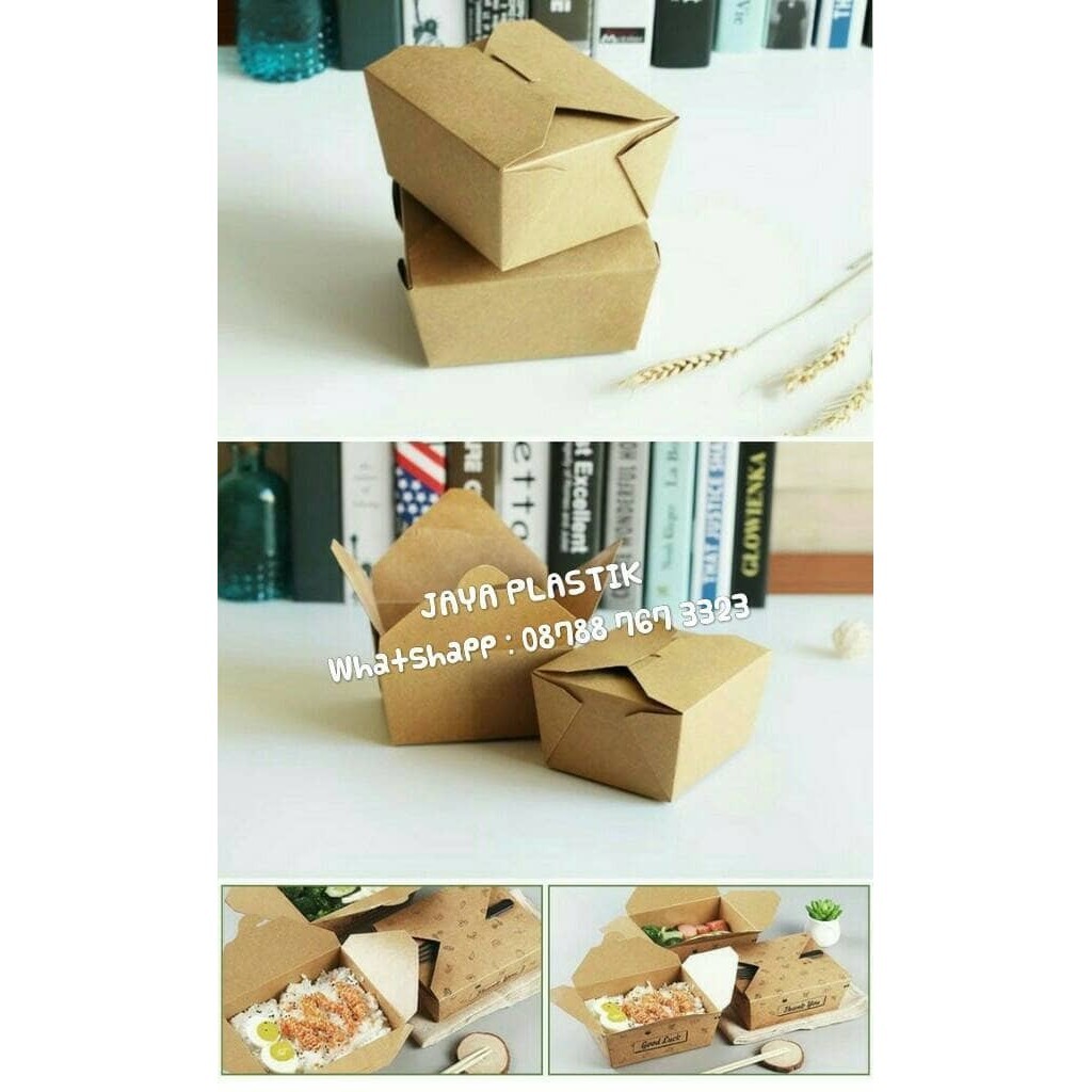 Jual NEW SERIES FOOD GRADE BROWN KRAFT PAPER FOOD BOX UKURAN 66OZ (.1980ML ) QUALITY ORIGINAL ...
