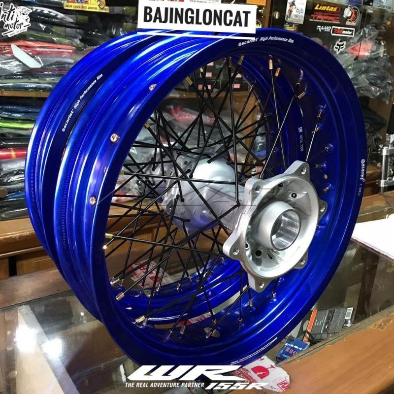 Jual VELG SET SUPERMOTO YAMAHA WR155 ROSSI BLUE TROMOL FULL SET ...