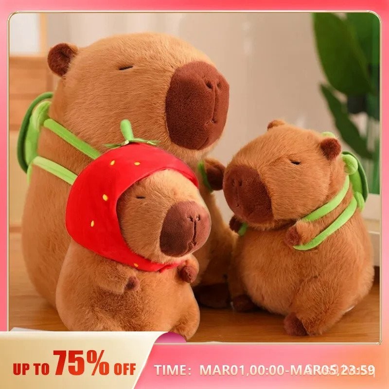 Jual Cute Capybara Plush Toy Kawaii Fluffy Capybara With Turtle Bag ...