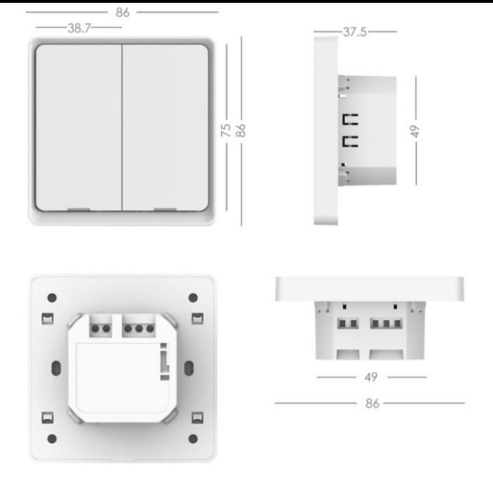 Jual Arbit Smart Home Zigbee Wall Switch 2 Gang Without Neutral Line ...