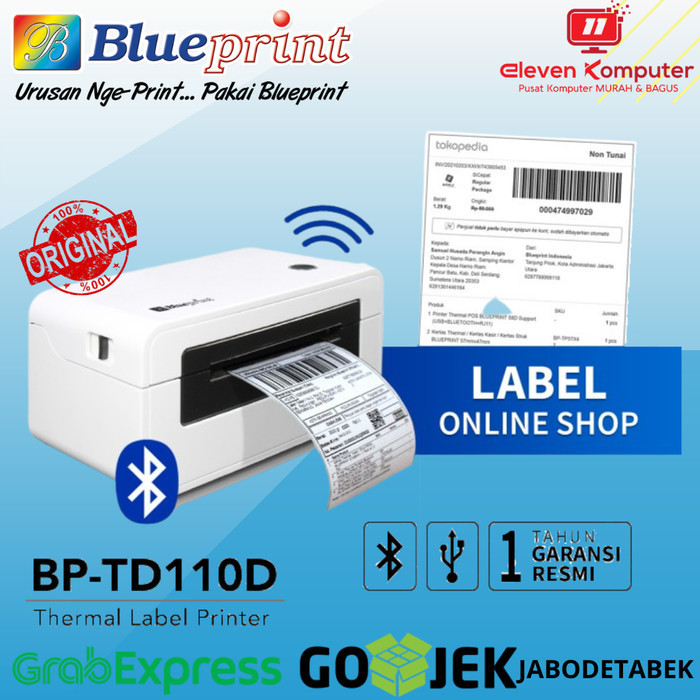 Jual Thermal Blueprint Td110D Usb Bluetooth Label Resi A6 Printer Barcode | Shopee Indonesia