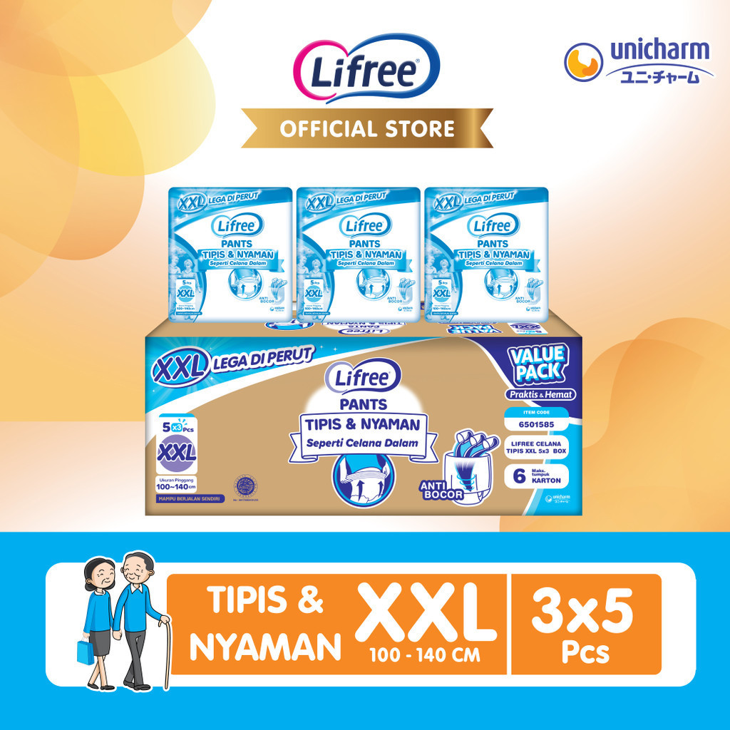 Jual Lifree Popok Dewasa Celana Tipis XXL 15 E-Box | Shopee Indonesia