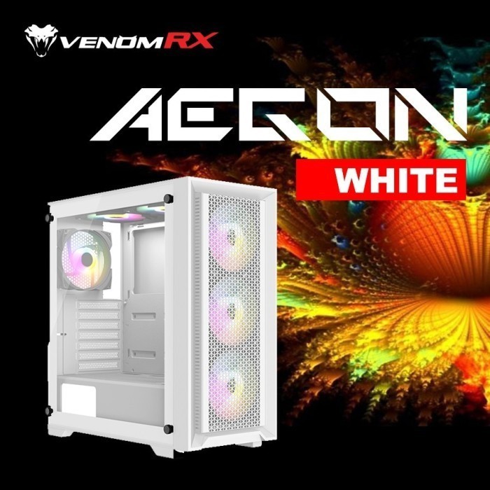 Jual TERBARU - CASING VENOM RX AEGON WHITE ATX GAMING CASE + FREE 4 FAN ...