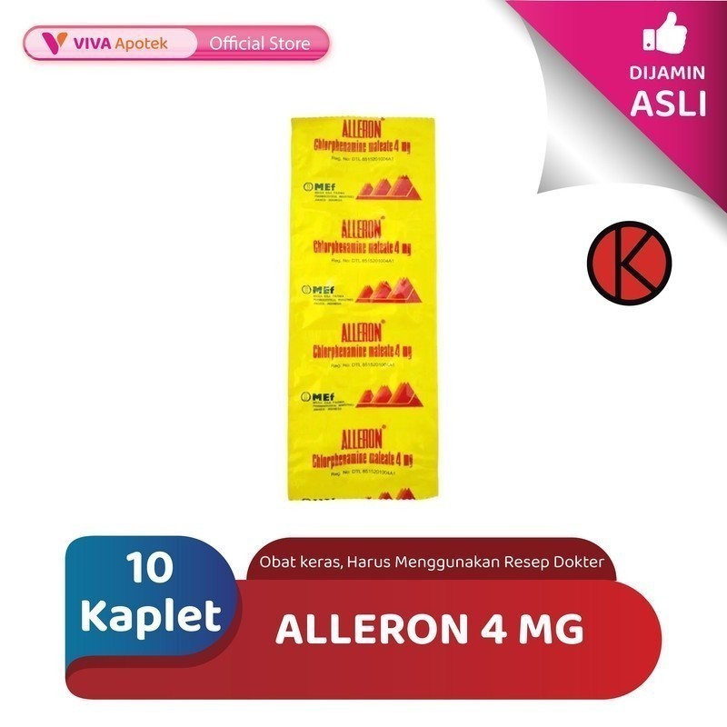 Jual Alleron / Chlorphenamine Maleate 4 mg / Alergi / Gatal (10 Kaplet ...
