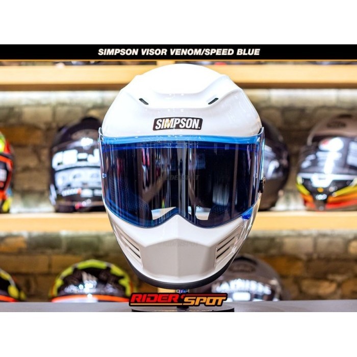 Jual TERBARU Kaca Helm Motor SIMPSON Venom/Speed Blue Hi-Viz Flat Visor ...