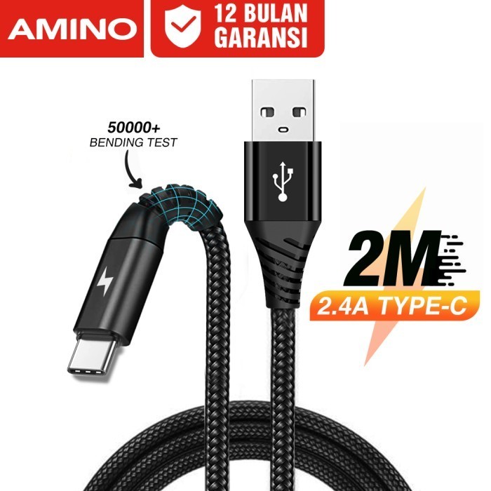 Jual AMINO Kabel Data 2M Type C 2.4A Cable 2 Meter USB C Universal Android | Shopee Indonesia