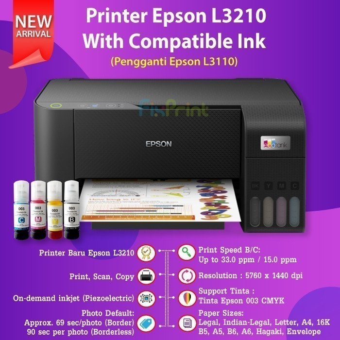 Jual Epson Ecotank L3210 / L3216 A4 All-In-One Ink Tank Printer ...