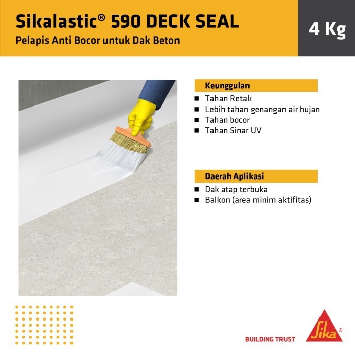 Jual DECK SEAL SIKALASTIC 590 WATERPROOFING ANTI BOCOR DAK BETON 4KG ...