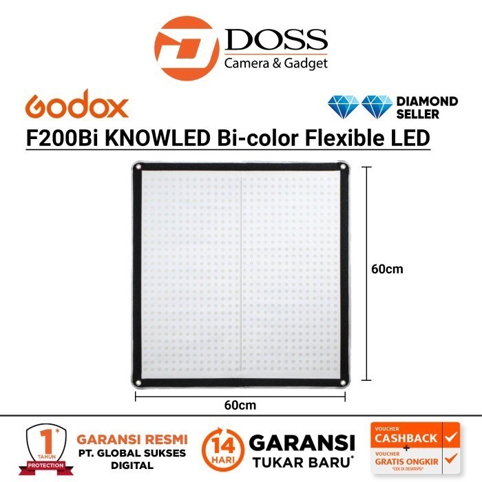 Jual Godox F200Bi KNOWLED Bi-color Flexible LED (60x60cm) | Shopee ...