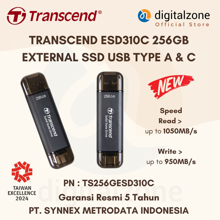 Jual Transcens Esd310C 256Gb External Ssd Transcend 256Gb Ext Ssd 256Gb ...