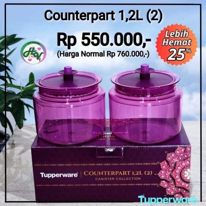 Jual Tupperware Counterpart 1,2 Ltr Toples Cristal 2Pcs | Shopee Indonesia
