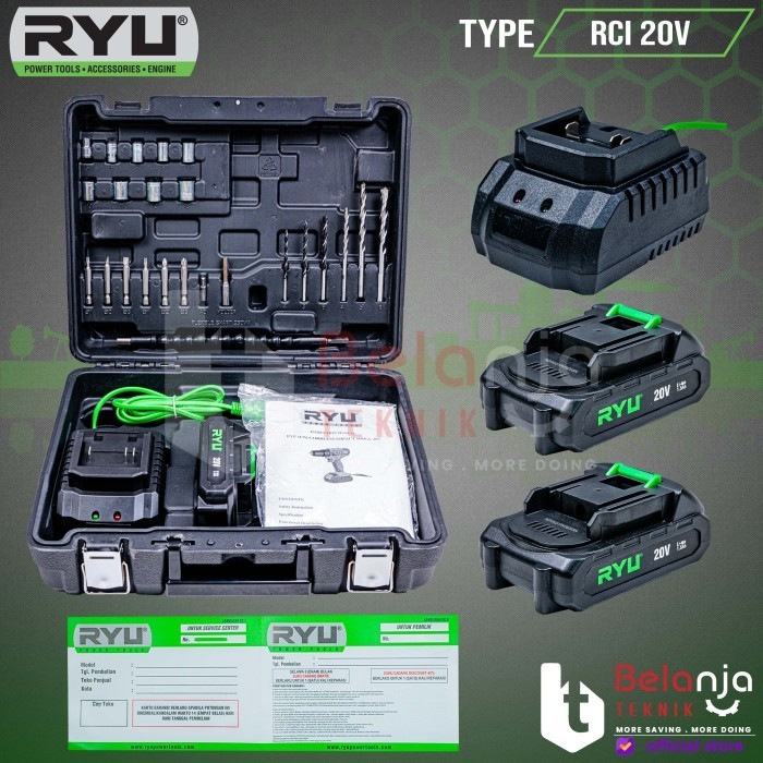 Jual Ryu Bor Tembok Baterai Cordless Rci 20V Impact Drill Set 20 V ...