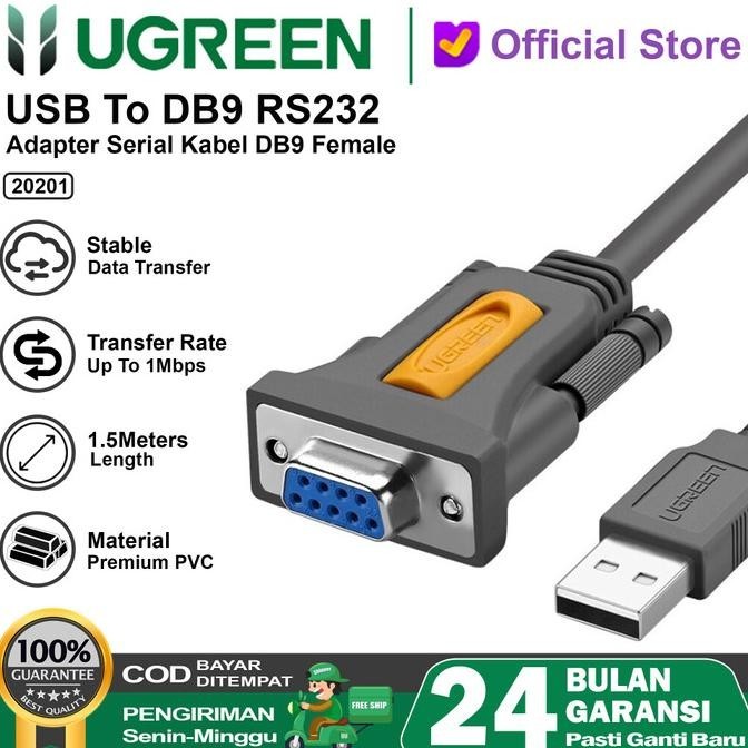 Jual Ugreen Converter Adapter Kabel Usb To Serial Db9 Rs232 Female ...