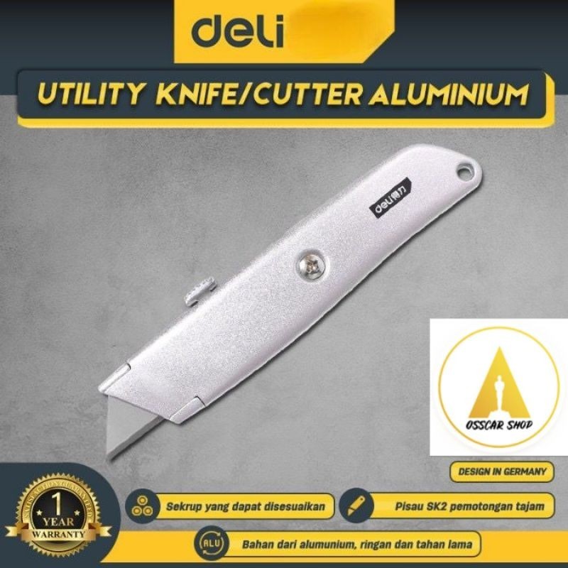 Jual Deli Utility Knife / Cutter Aluminium SK5 3 Mata Pisau Auto-lock Perkakas DL4260 | Shopee ...