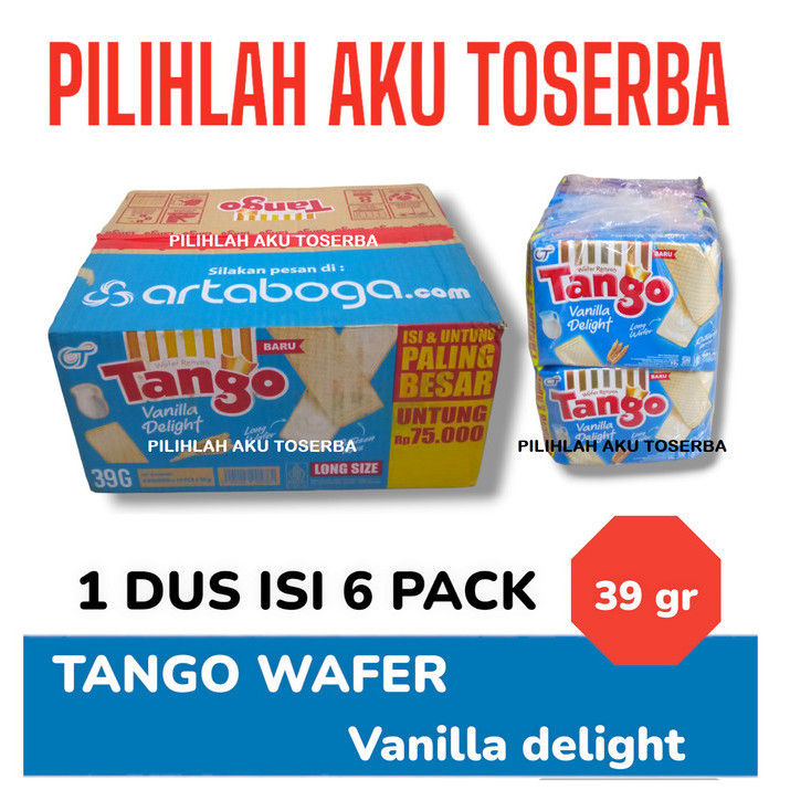 Jual Tango Wafer VANILLA 39 gr - ( HARGA 1 KARTON ISI 6 PACK ) | Shopee Indonesia