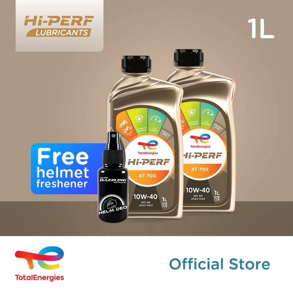 Jual Total Hi-Perf 4T 700 10W-40 Oli Motor (1 Liter) (PAKET ISI 2) + Helmet Freshener | Shopee ...