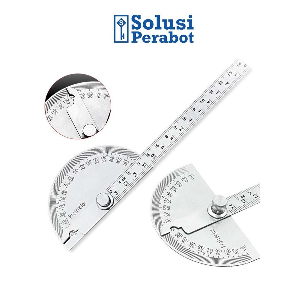 Jual Degree Protractor Stainless SP / Busur Derajat / Pengukur Sudut / Penggaris | Shopee Indonesia