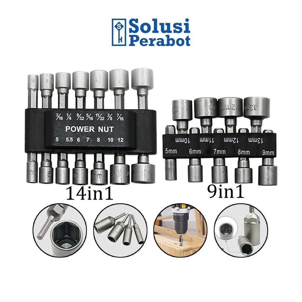 Jual Power Nut 9in1 14in1 SP / Kunci Sok Drilling Hex / Mata Roofing ...