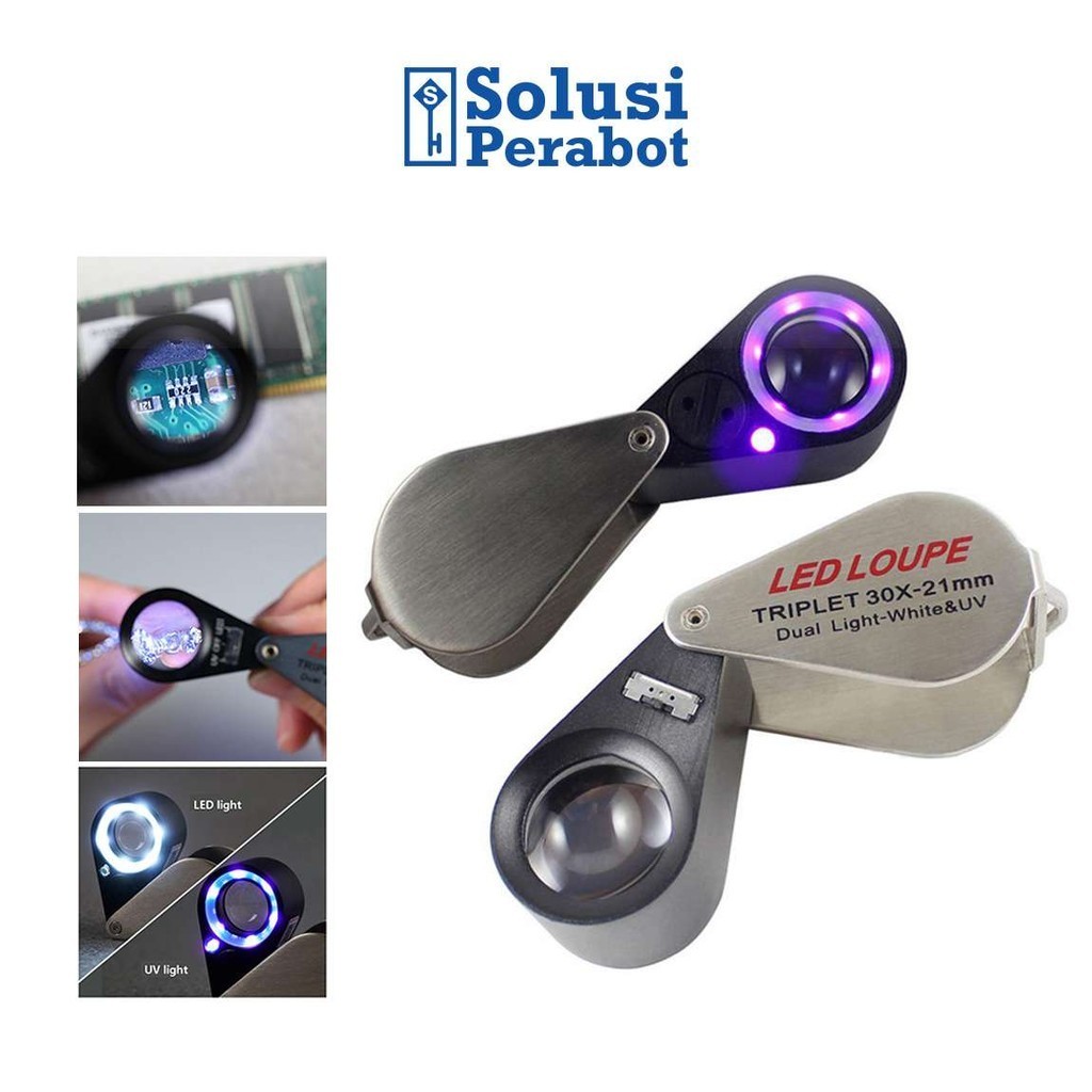 Jual Triplet 30x-21mm AB90 SP / LED Loupe / Lup Kaca Pembesar Lipat ...