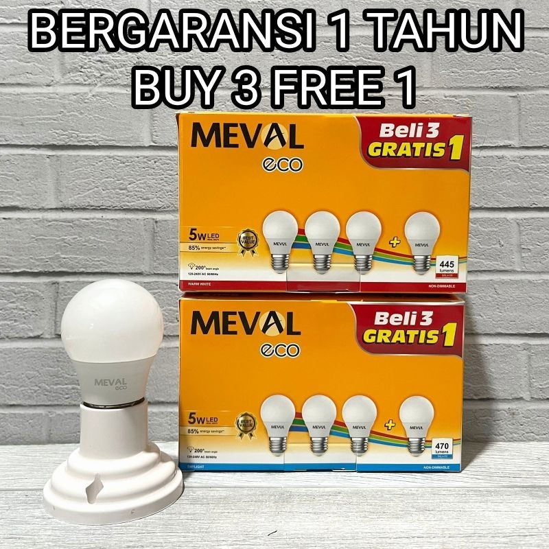 Jual MEVAL PAKET ISI 4PCS LAMPU LED BELI 3 GRATIS 1 5W 5 WATT PUTIH CDL DAN KUNING WW SNI ...