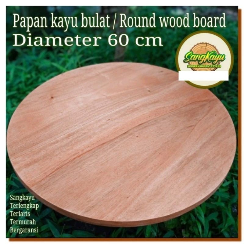 Jual Papan kayu bulat 60 cm round wood board daun meja nampan tatakan ...