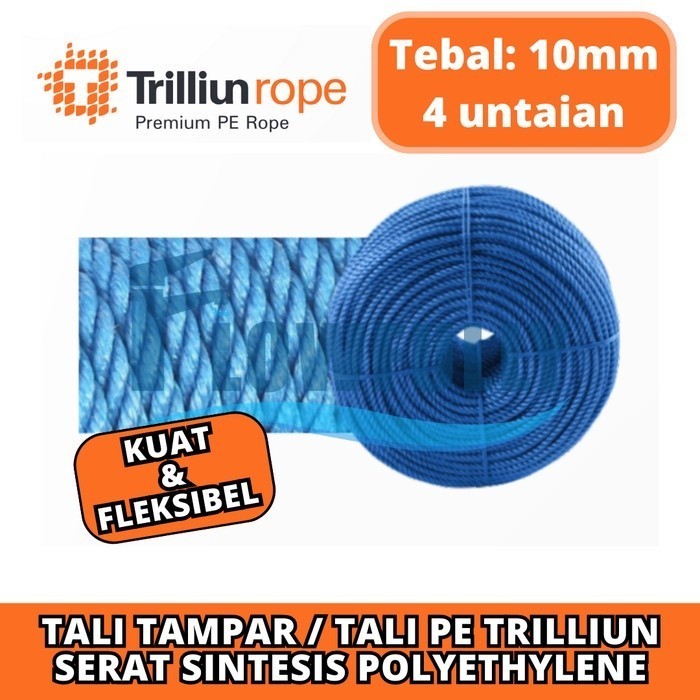 Jual TALI TAMPAR 10 MM TRILLIUN PER 1 METER POLYETHYLENE ROPE TALI ...