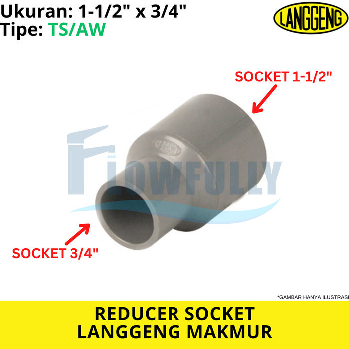 Jual REDUCER SOCKET TS 1 1/2 x 3/4 INCH LANGGENG VERLOP SOCK VLOK SOK AW | Shopee Indonesia