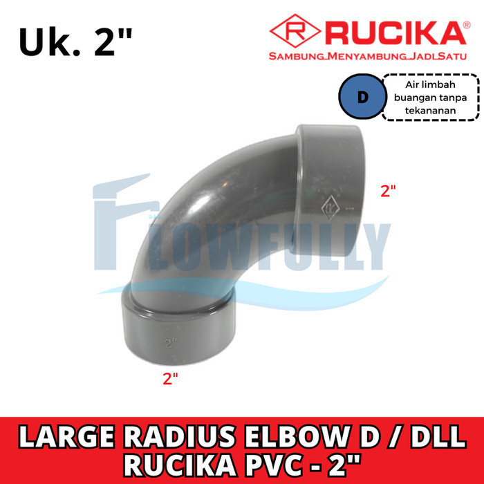Jual LARGE RADIUS ELBOW D 2 inch RUCIKA PVC LONG ELBOW KNEE PANJANG 90° | Shopee Indonesia