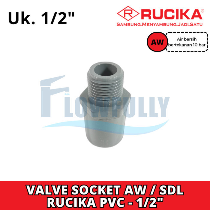 Jual VALVE SOCKET AW 1/2 inch RUCIKA SOK DRAT LUAR TS TEBAL PVC ...