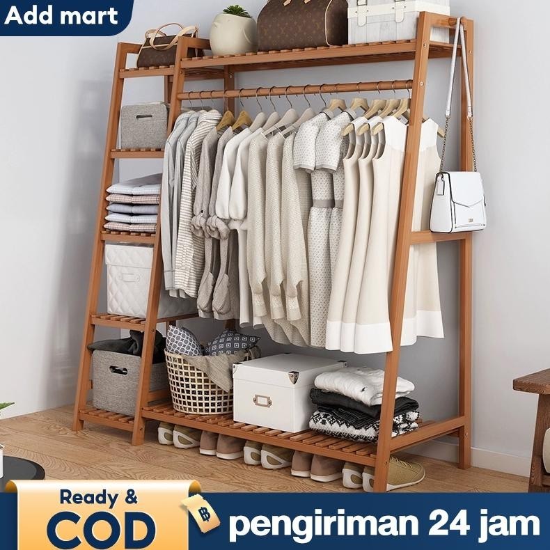 Jual Rak Baju Celana Serbaguna Rak Gantungan Baju kayu 190cm Stand ...